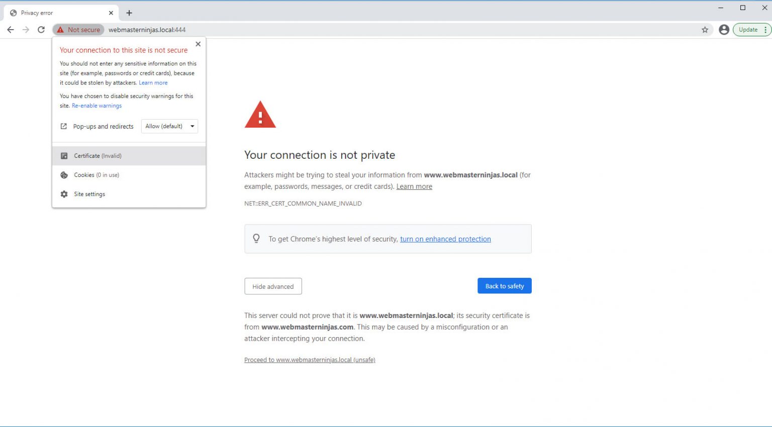 Installing A Self Signed Cert On Your Local Machine Webmaster Ninja Web Developers