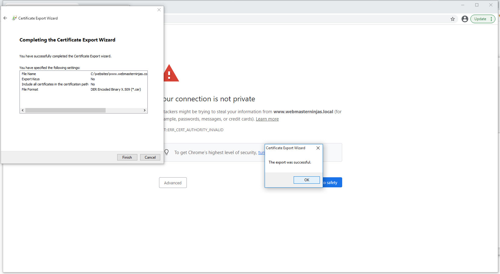 Installing a Self Signed Cert on your Local Machine | Webmaster Ninja Web Developers